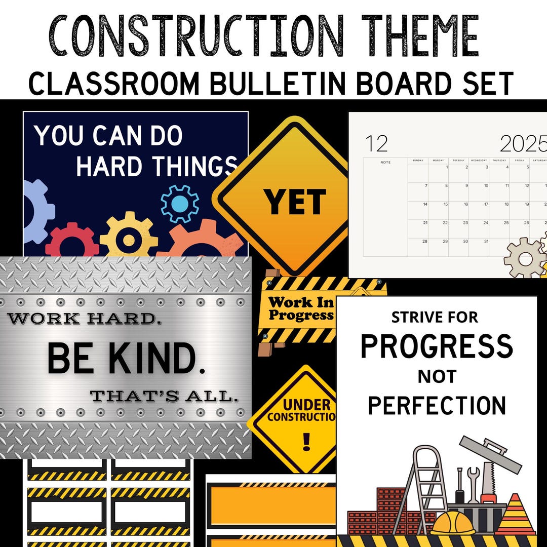Construction Theme Classroom Decor Bundle: Calendar, Labels, Lesson ...