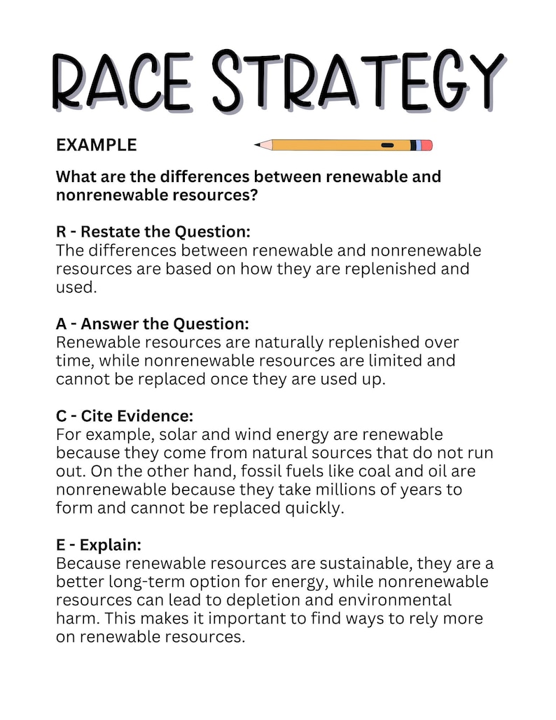 RACE Strategy for Writing | Responding to Text | Short Constructed ...