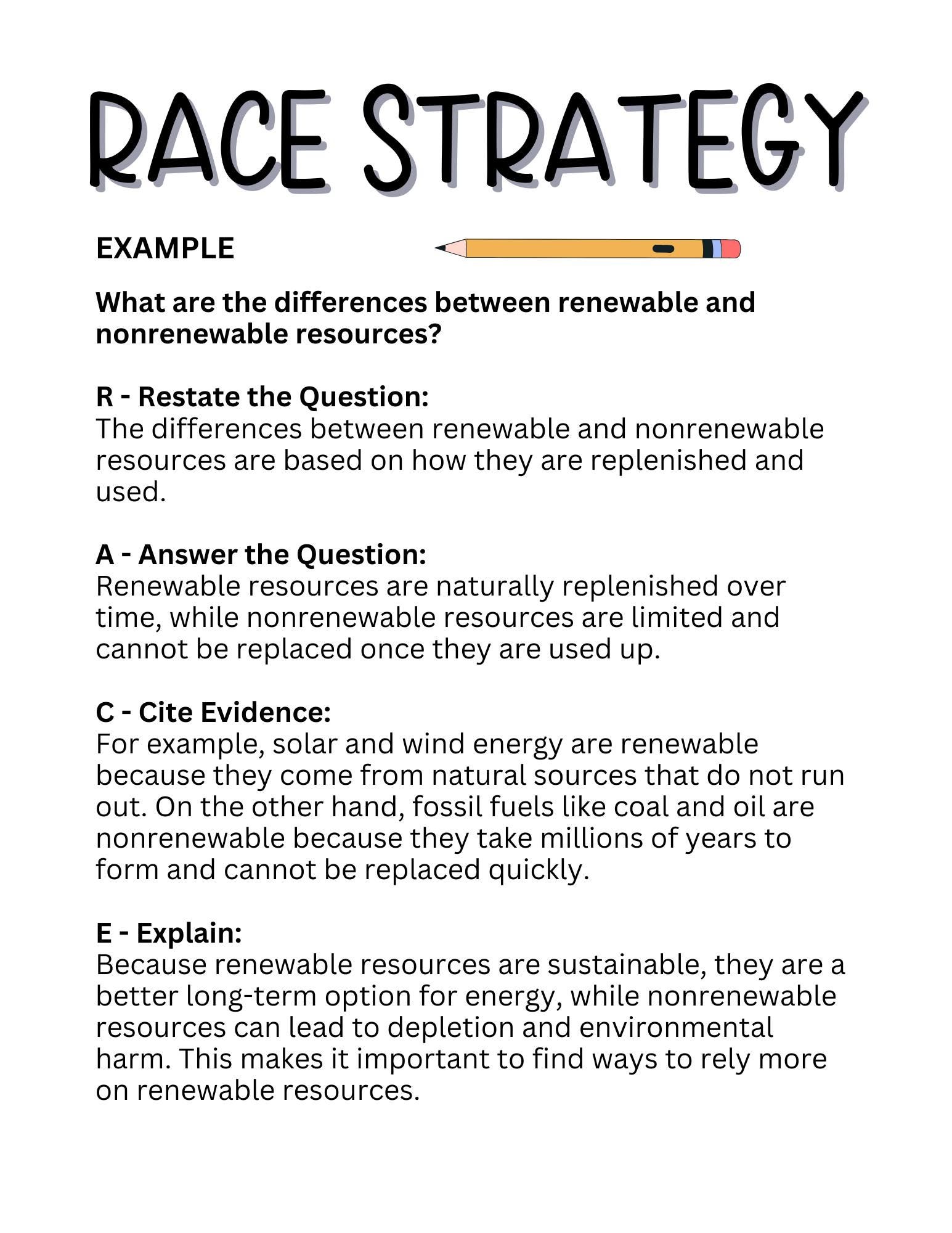 RACE Strategy for Writing | Responding to Text | Short Constructed ...