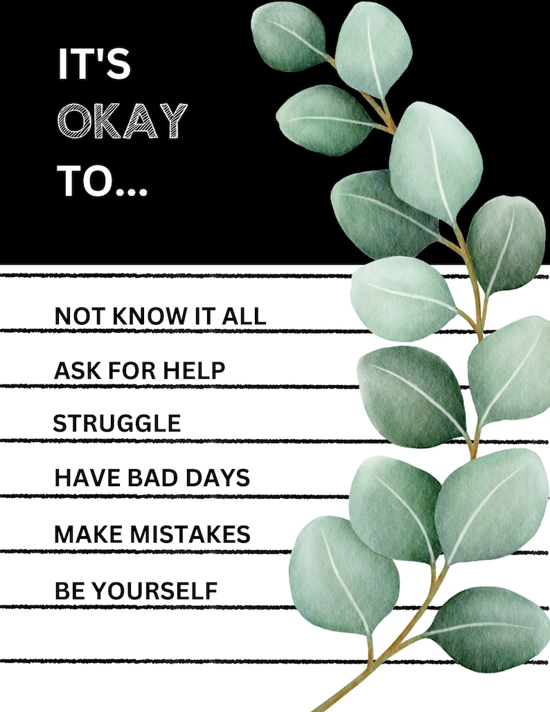 Eucalyptus Theme Classroom Poster Set Growth Mindset 10 Printables ...