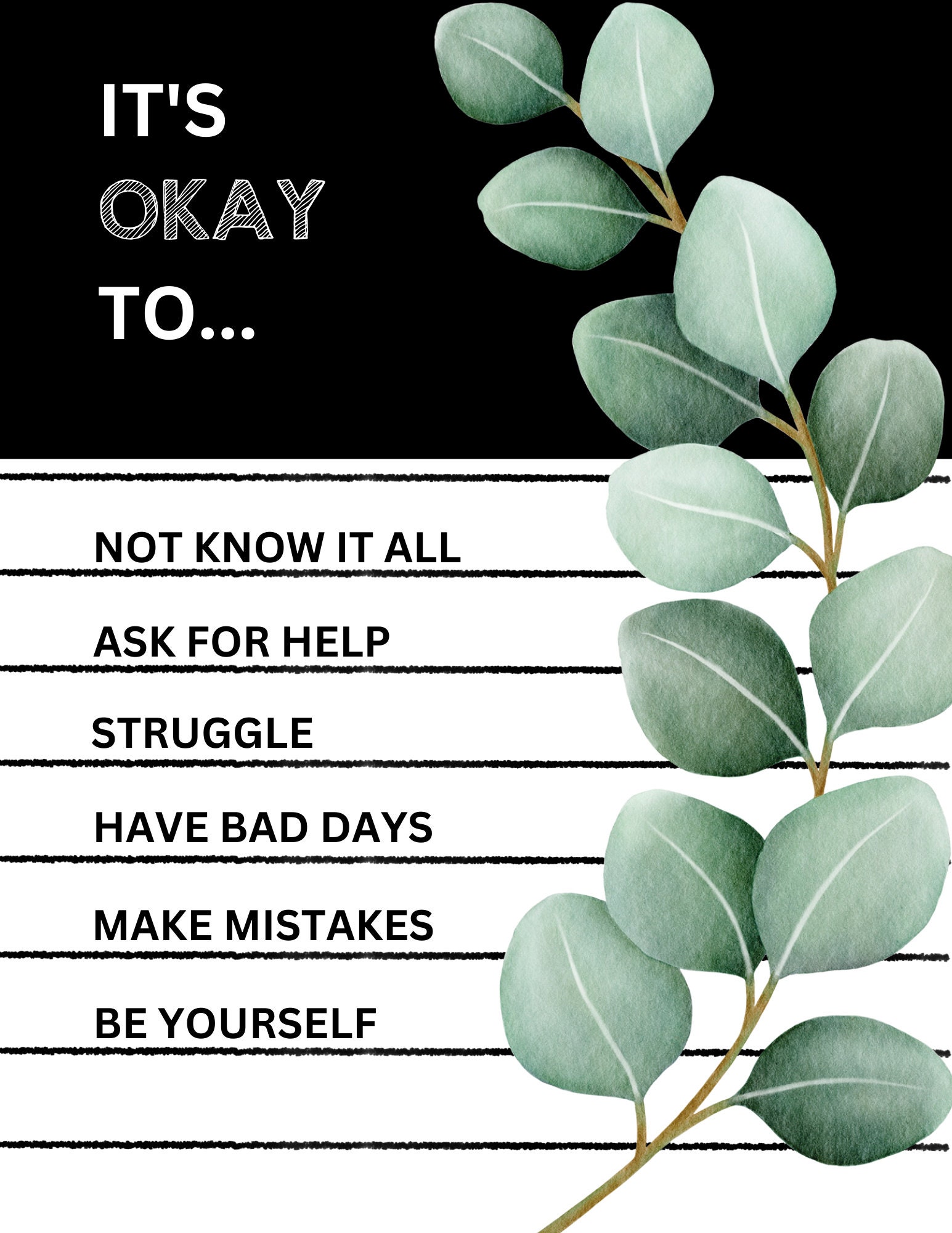 Eucalyptus Theme Classroom Poster Set Growth Mindset 10 Printables ...