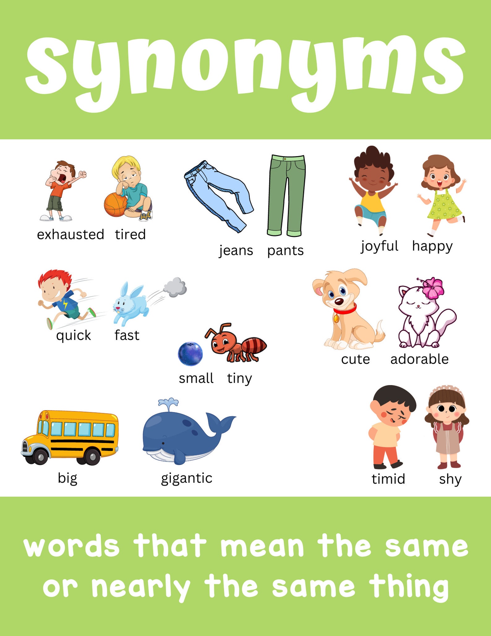 Synonyms and Antonyms Poster: Vocabulary, Comprehension Worksheet ...