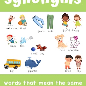Synonyms and Antonyms | Same and Opposite | Vocabulary | Comprehension ...