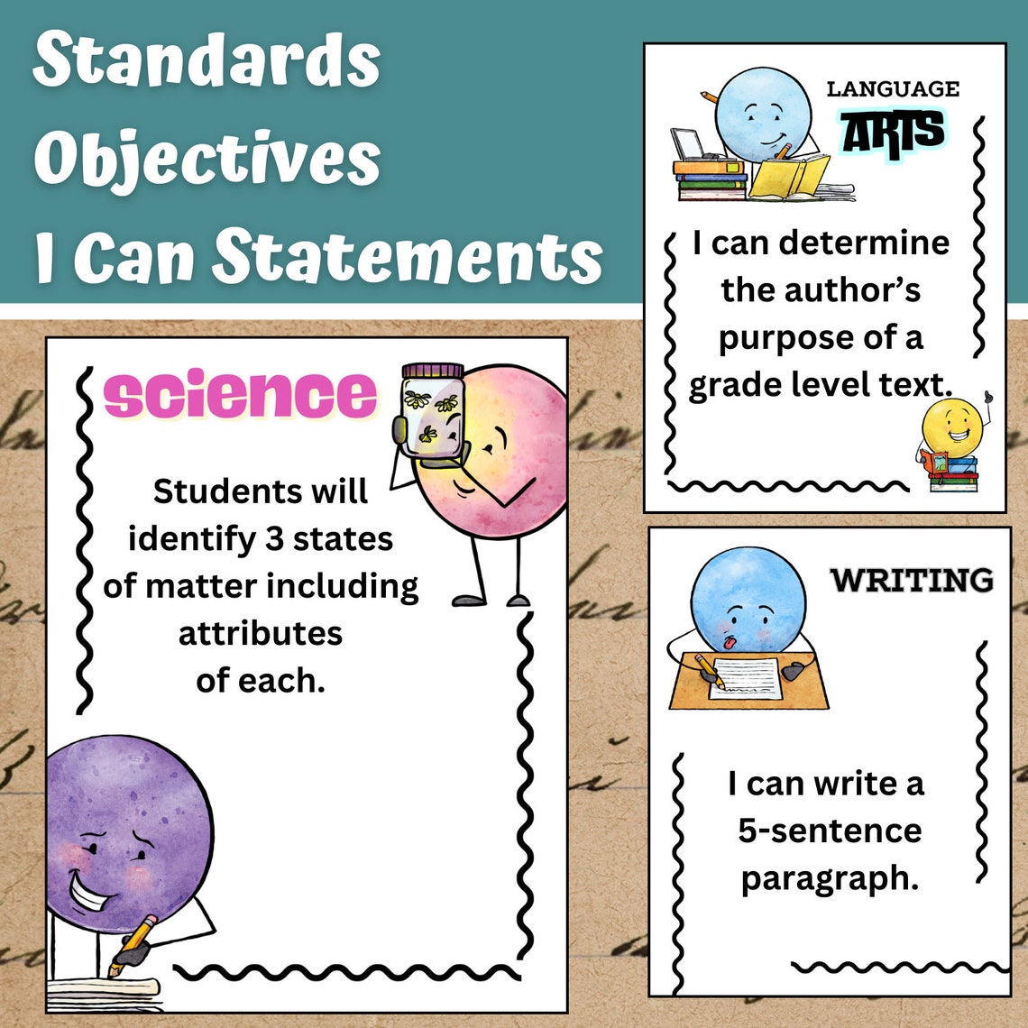 Learning Target Signs | Editable in Canva | Cute Dot Dudes | Display ...
