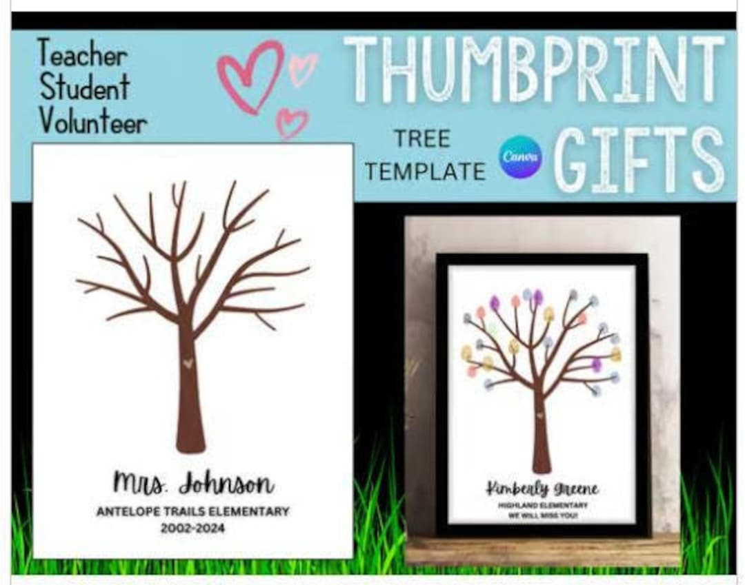 Fingerprint Tree Printable for Going Away | Thank You | Gifts ...
