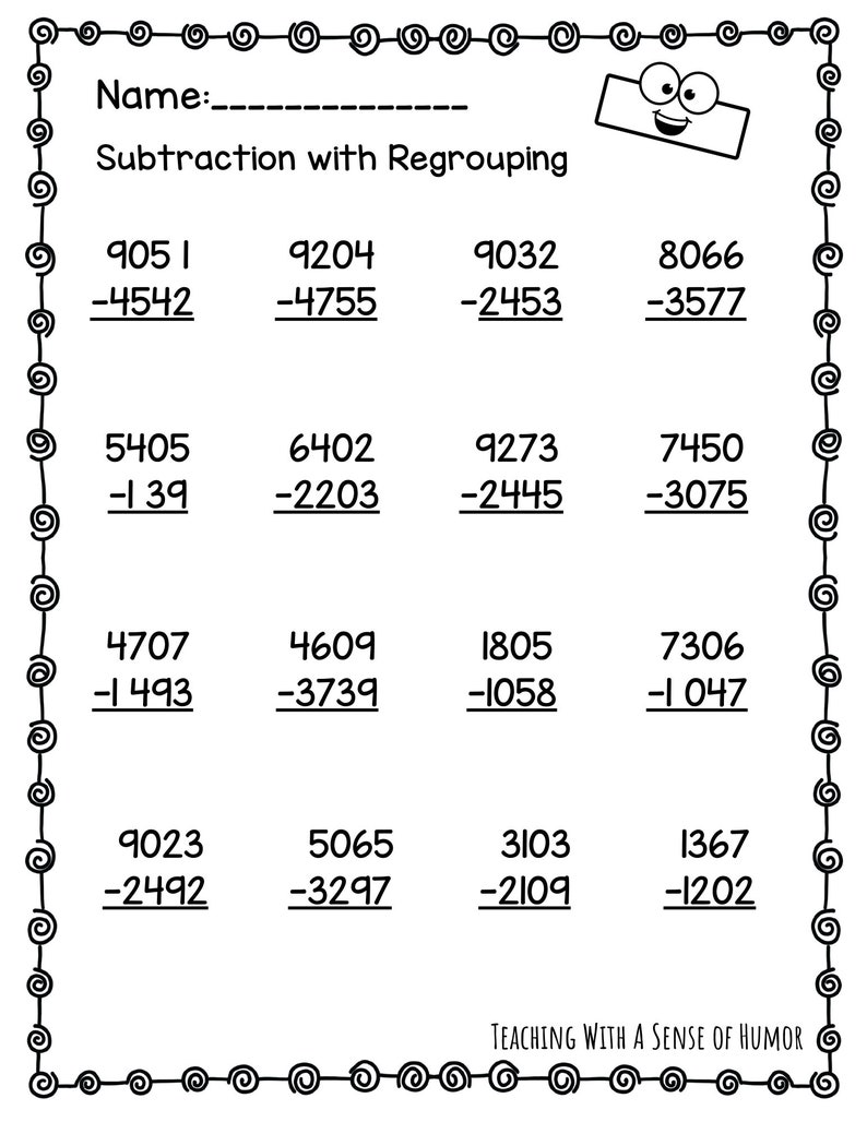 Addition and Subtraction Worksheets With Regrouping (printable) - Etsy
