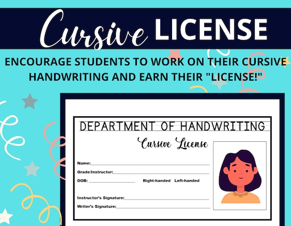 Cursive Handwriting License Drivers License Fun Incentive - Etsy