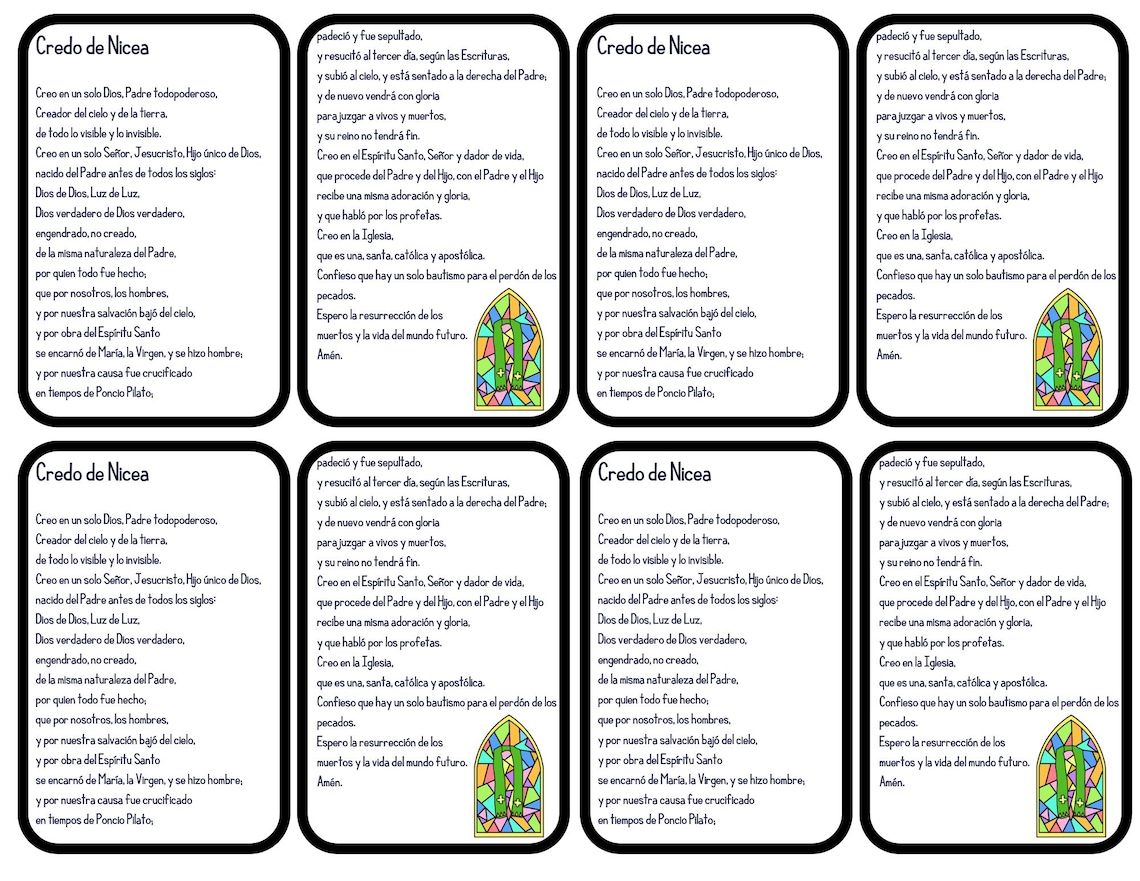 Credo De Nicea | Spanish Prayer Printable | 3 Sizes | Prayer Wallet ...