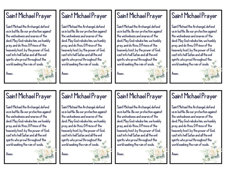 St. Michael Prayer Cards: Catholic Religious Education (printable) - Etsy