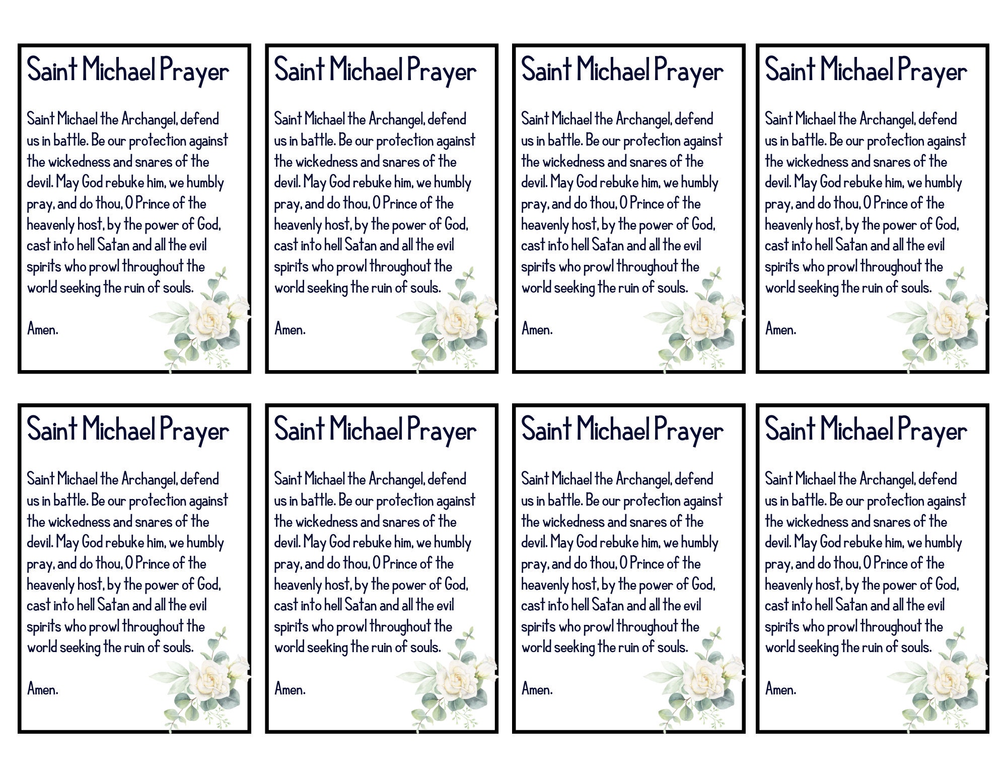 St. Michael Prayer Cards: Catholic Religious Education (printable) - Etsy