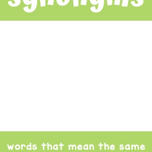 Synonyms and Antonyms Poster: Vocabulary, Comprehension Worksheet ...