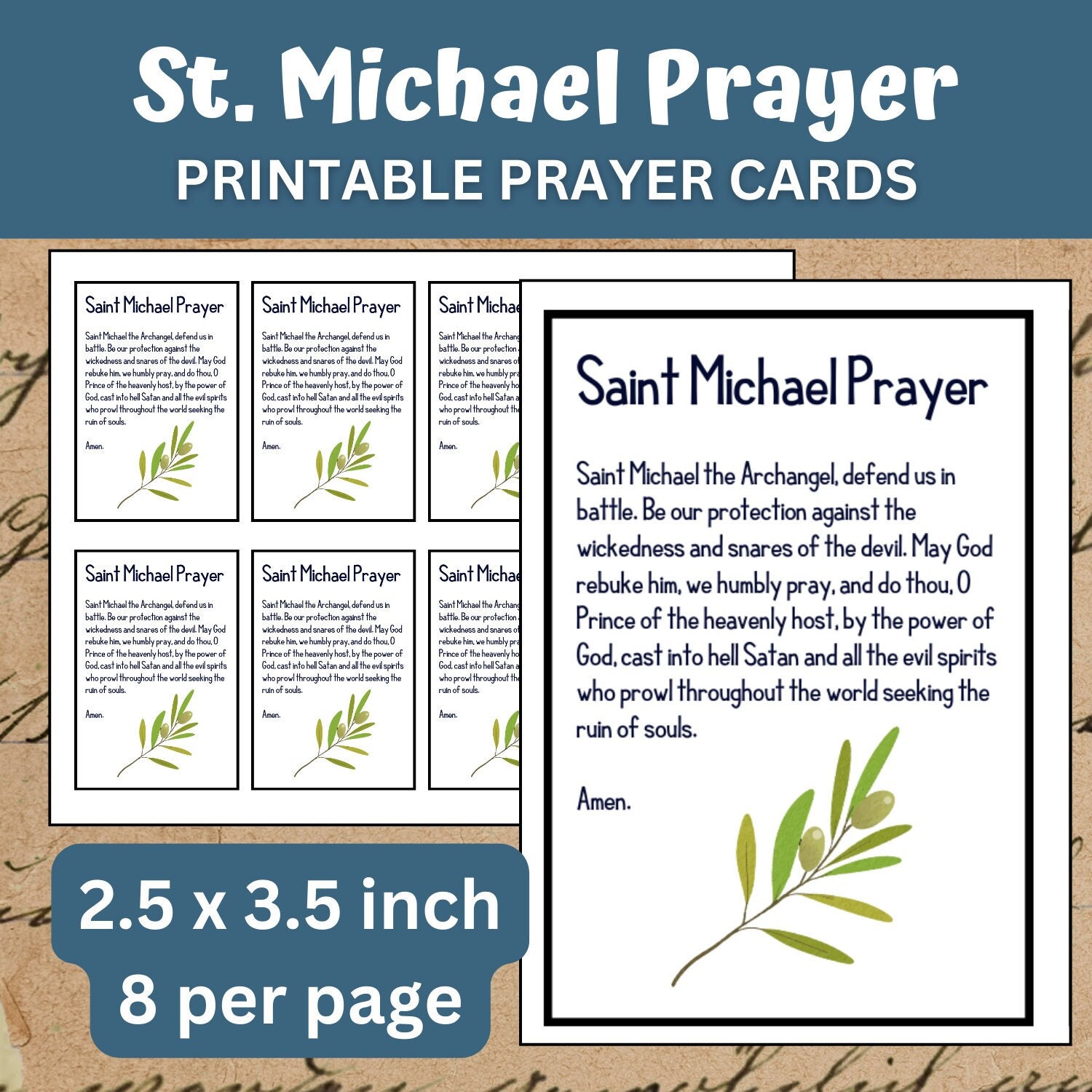 St. Michael Prayer | Printable Prayer Cards | Catholic | Sunday School ...