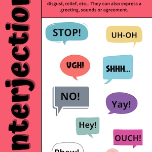 Parts of Speech Posters Printables ELA Grammar Visual Aids Noun Verb ...