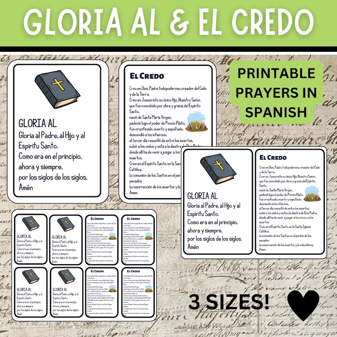 El Credo and Gloria Al Spanish Prayers | Printable in 3 Sizes | Bible ...