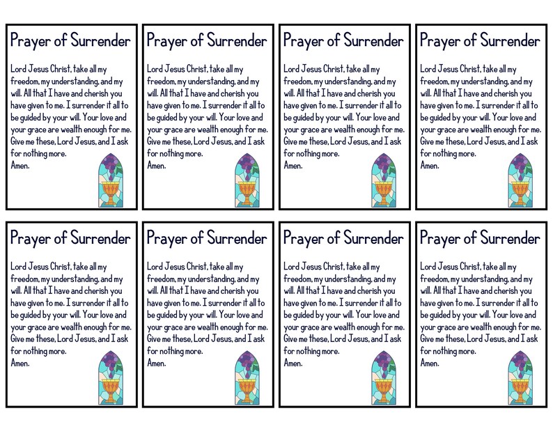 Prayer of Surrender Prayer Cards | Printable | Sunday School ...