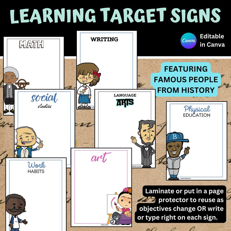 Learning Target Signs Editable | Standards | I Can Statements ...