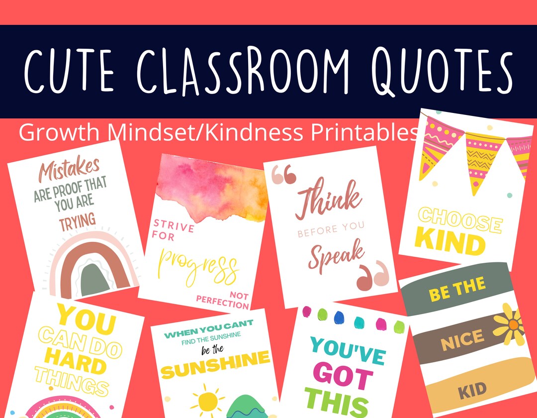 Growth Mindset Classroom Posters: Positive Kid Quotes (digital Download ...