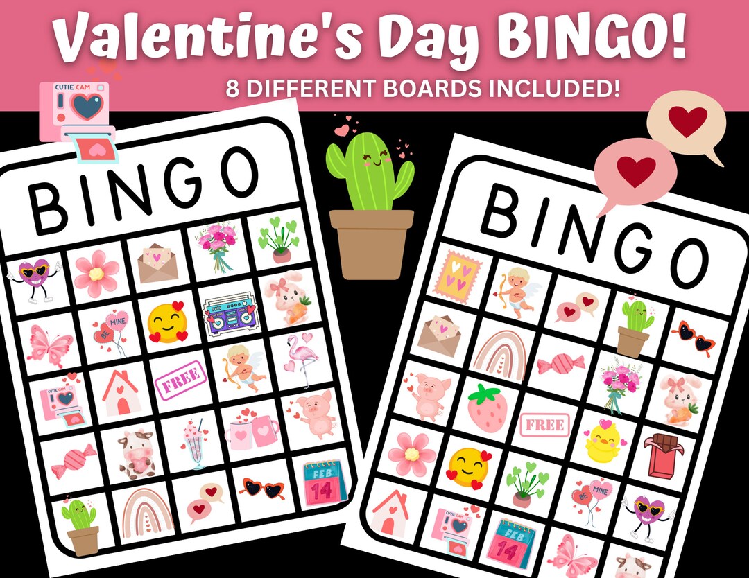 Valentine's Day BINGO | 8 Different BINGO Boards Included | Print and ...