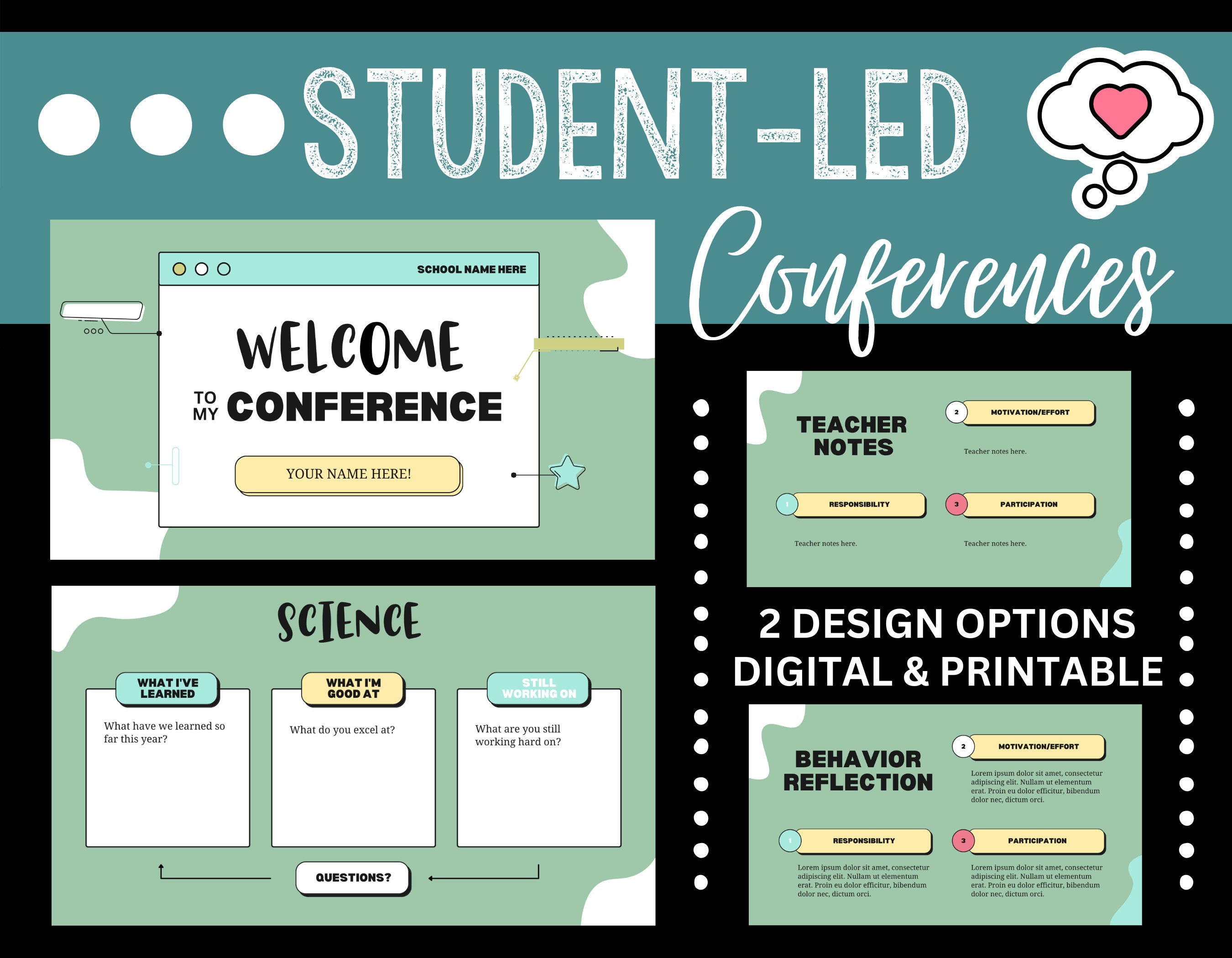 Editable Conference Slides: Parent-teacher, Student-led (canva & PDF ...
