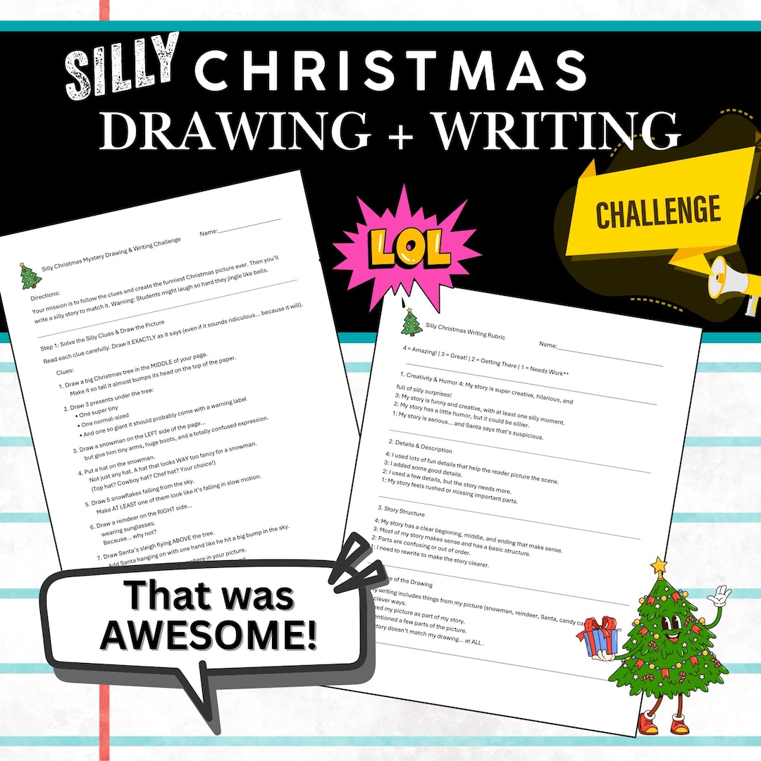 Silly Christmas Mystery Drawing & Writing Challenge | Holiday Writing ...