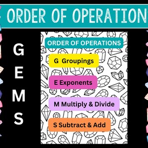 GEMS Order of Operations Poster: Math Classroom Decor (PDF) - Etsy