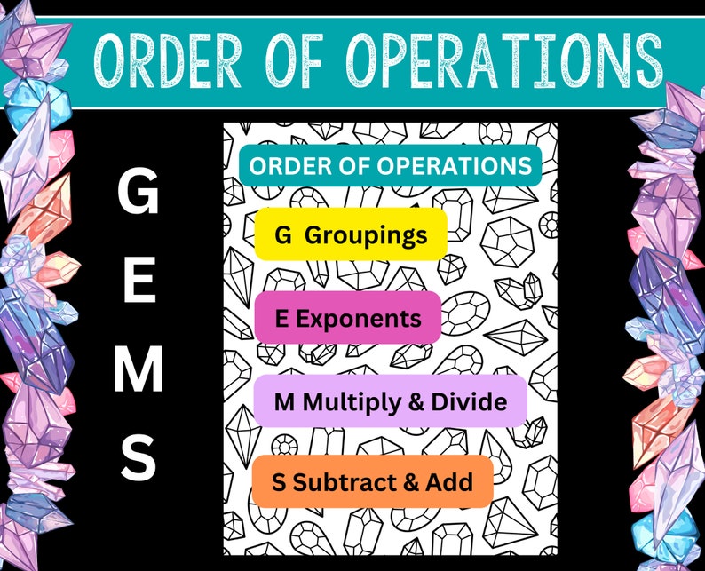 GEMS Order of Operations Poster: Math Classroom Decor (PDF) - Etsy