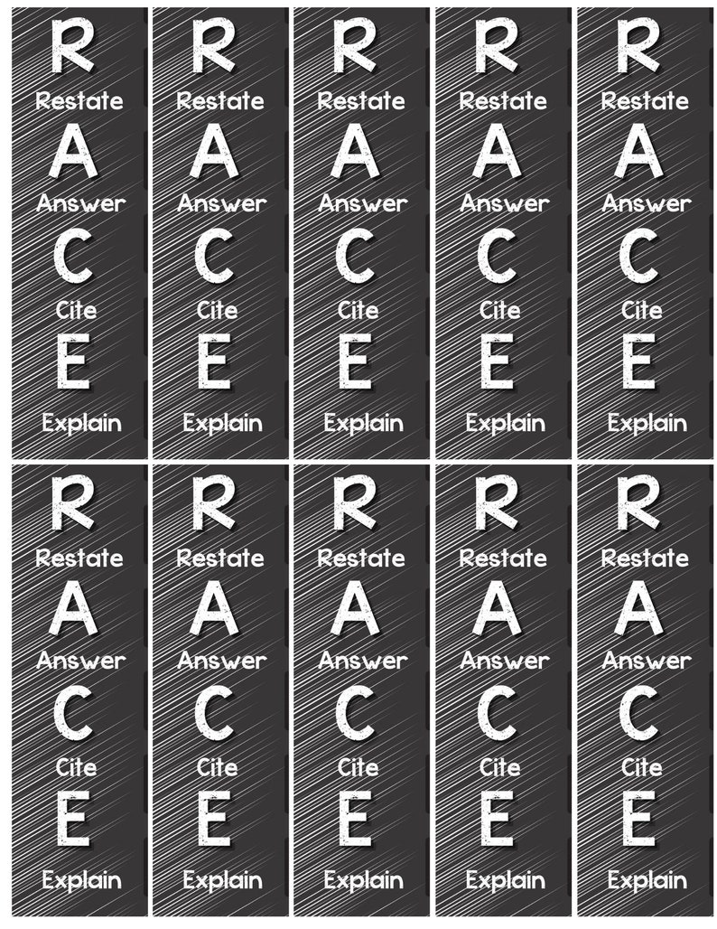 RACE Writing Strategy | Short Response | Response to Text | Restate ...