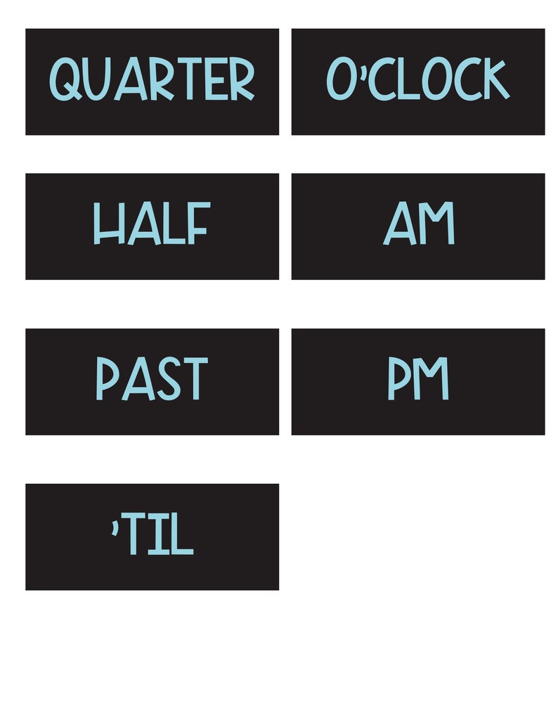Telling Time Clock Labels: Printable Classroom Decor (digital Download ...