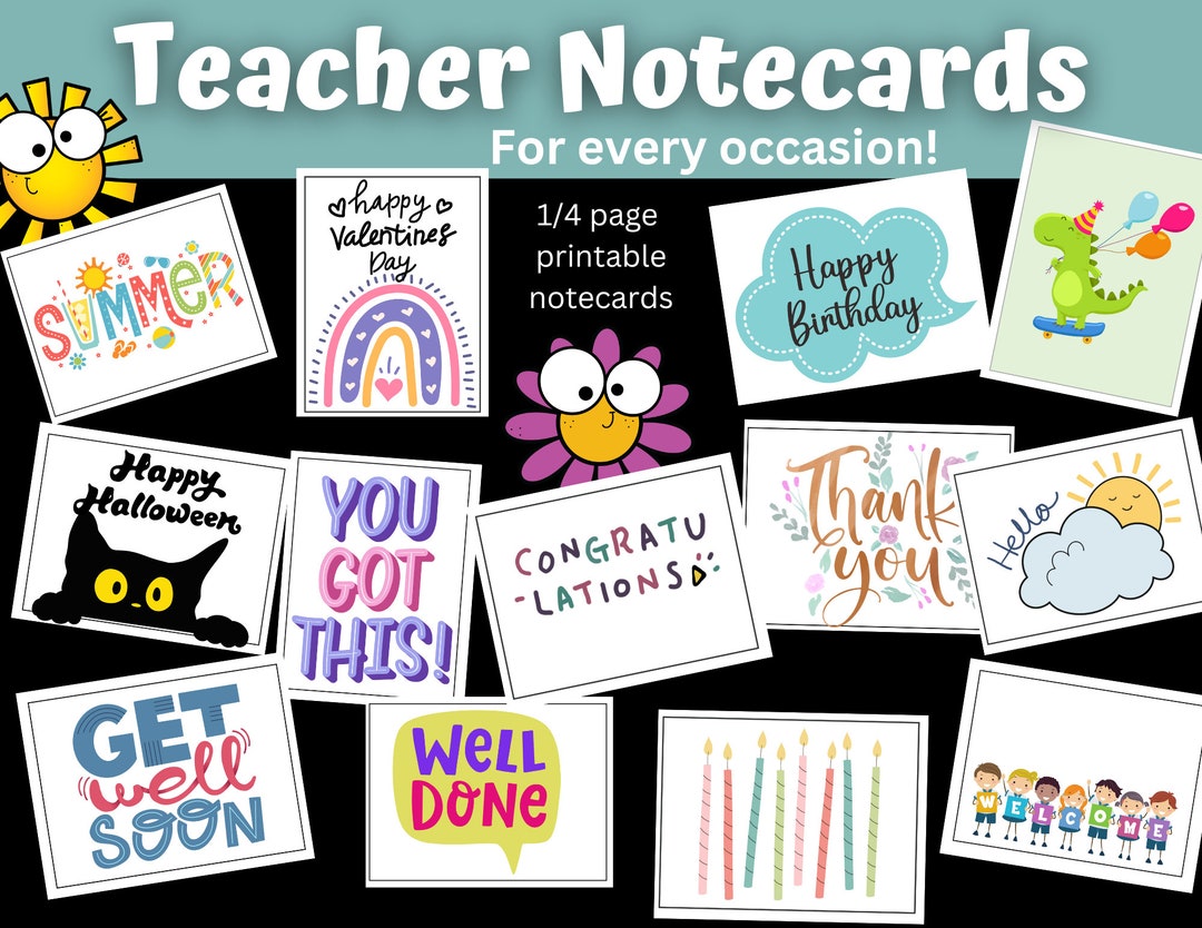 Teacher Notecards: Printable Cards for Every Occasion (48 Cards) - Etsy