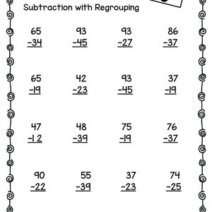 Addition and Subtraction Worksheets With Regrouping (printable) - Etsy