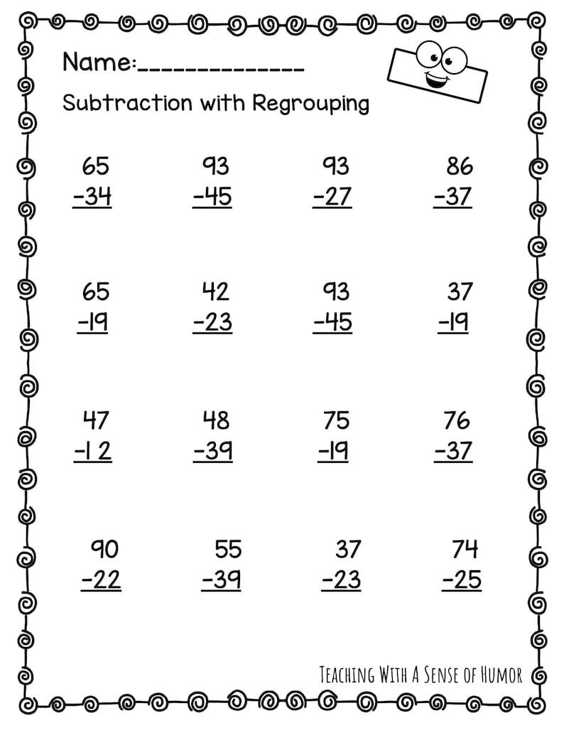 Addition and Subtraction Worksheets With Regrouping (printable) - Etsy