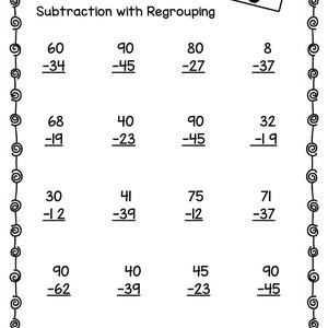 Addition and Subtraction Worksheets With Regrouping (printable) - Etsy
