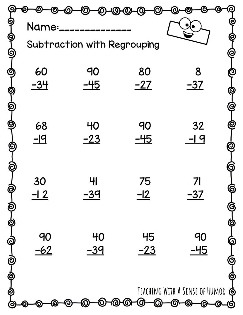 Addition and Subtraction Worksheets With Regrouping (printable) - Etsy