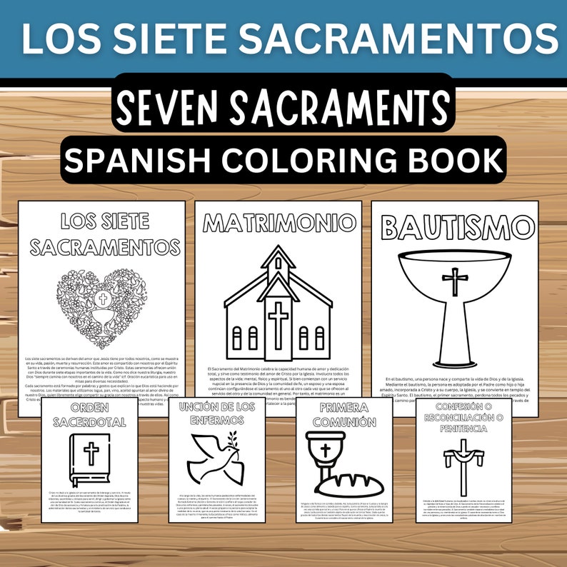 Seven Sacraments Spanish Coloring Book: Catholic Religious Education ...