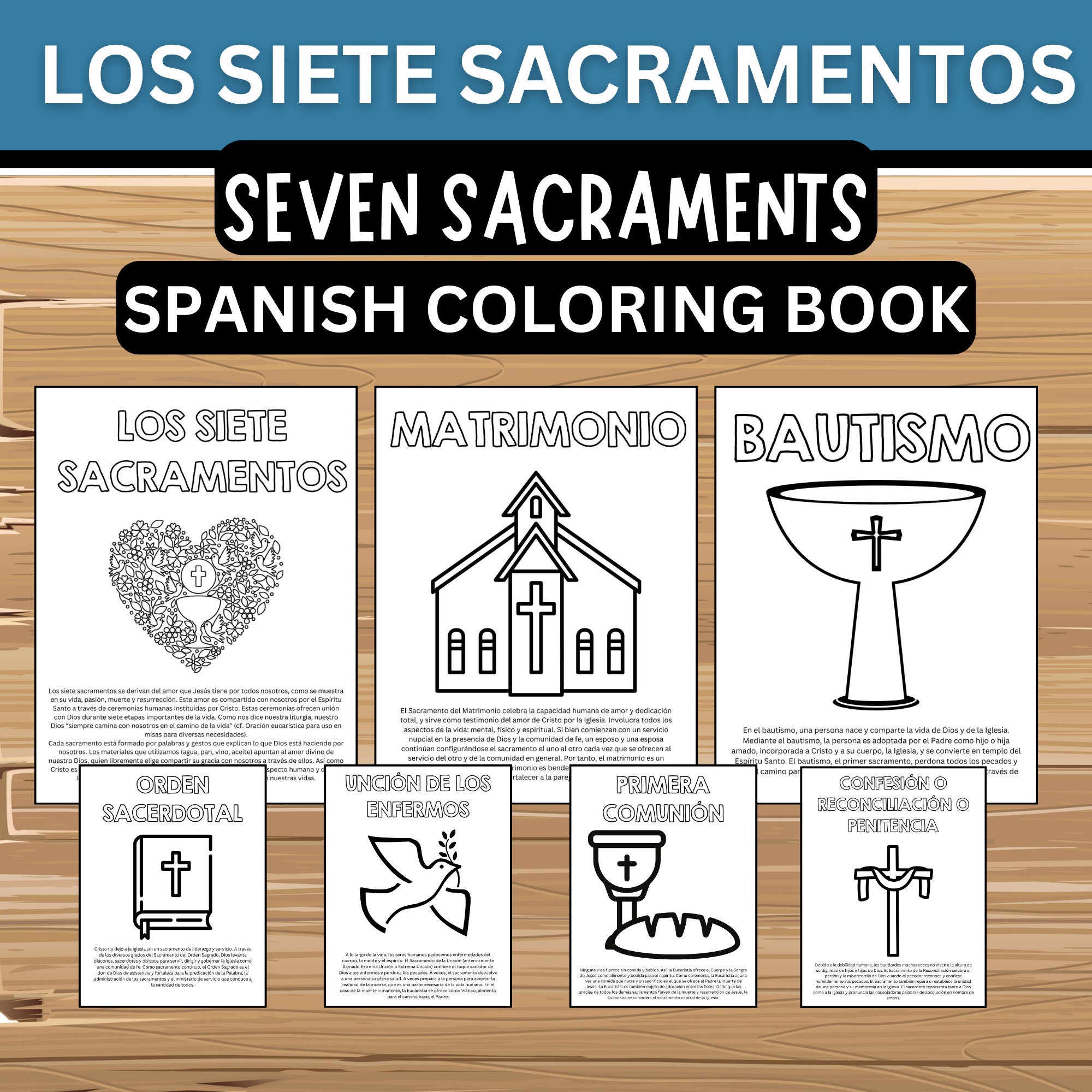 Seven Sacraments Spanish Coloring Book: Catholic Religious Education ...
