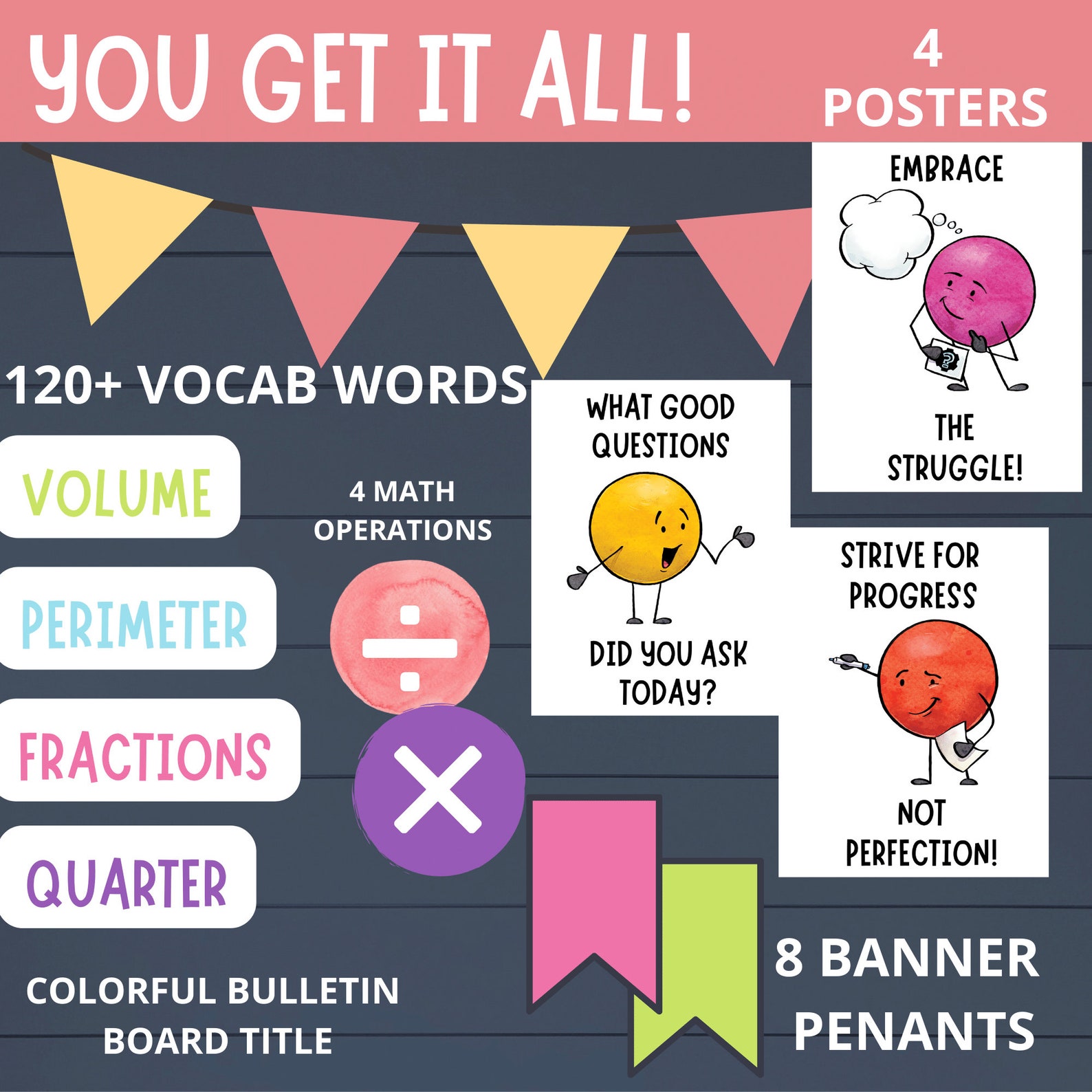 Math Bulletin Board Set | Printable | Bundle | Math Vocabulary ...