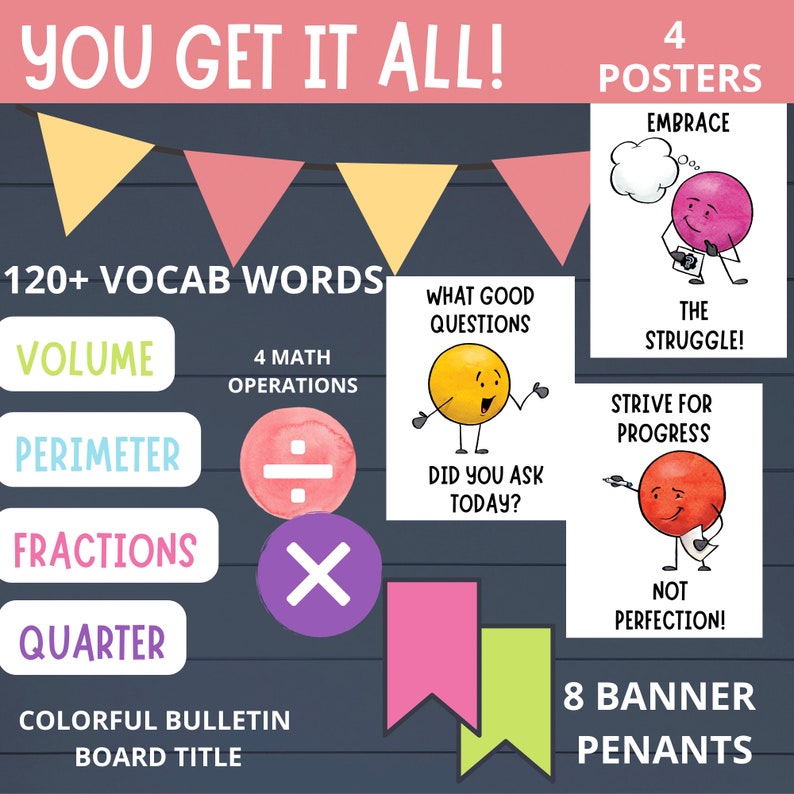 Math Bulletin Board Set | Printable | Bundle | Math Vocabulary ...