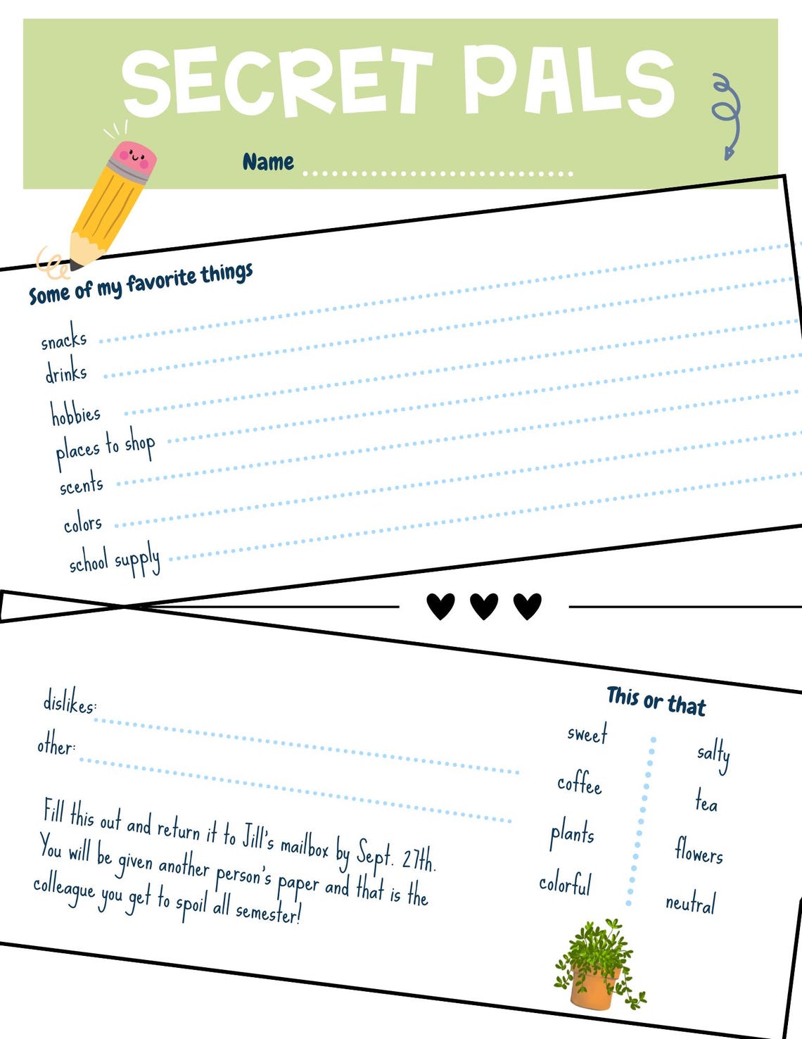Secret Pal Questionnaire: Staff Morale Activity (editable Canva ...