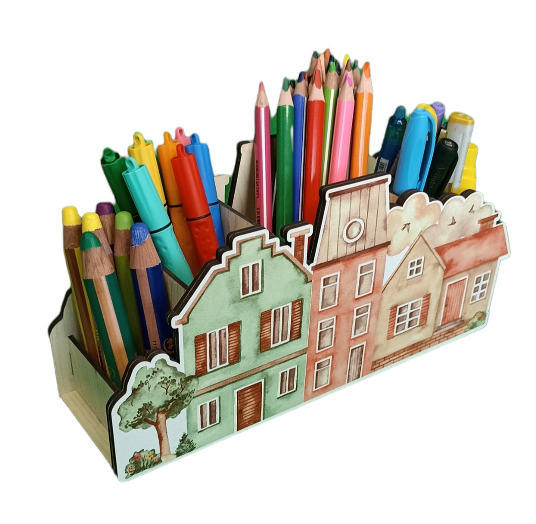 Wooden Home Pencil Holder, Pencil Box, Crayon Box, Home, Office ...