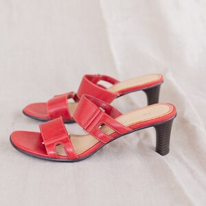 Vintage Anne Klein Bobbins, Red Heeled Sandals With Silver Buckles ...
