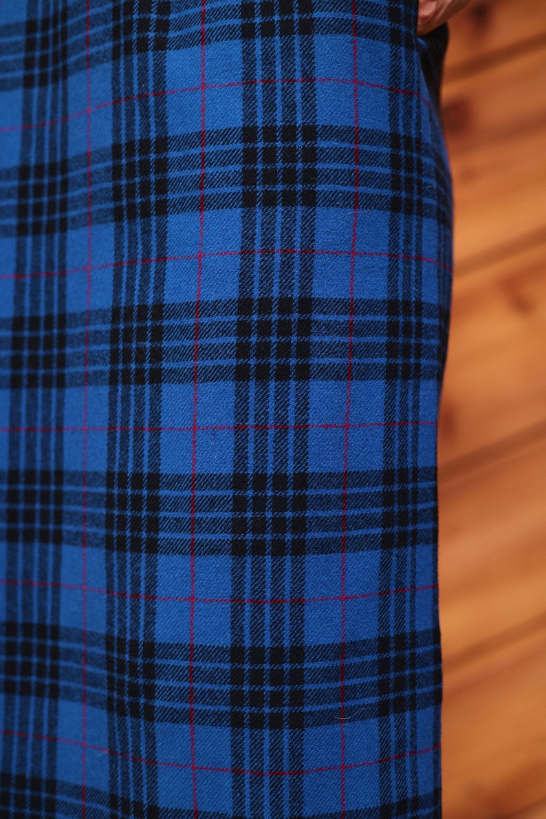 Vintage 80's Pendleton Blue Tartan Plaid Wool Pencil Skirt - Etsy