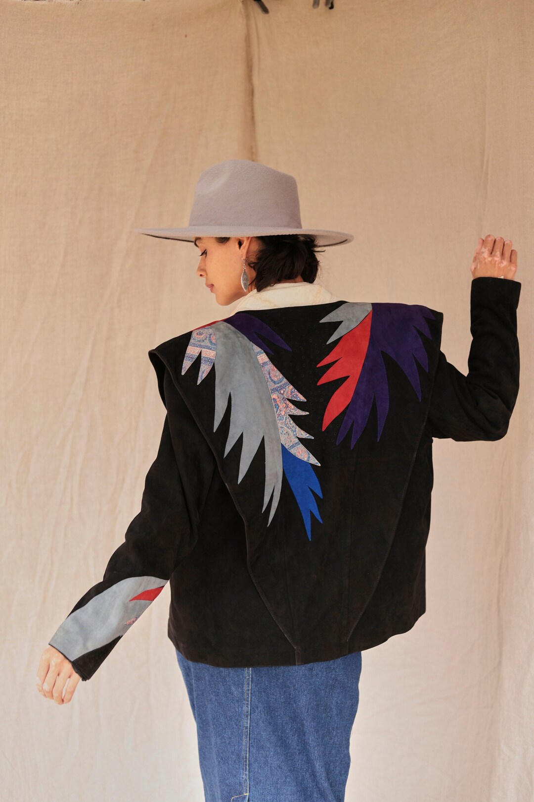 Vintage RARE 1980's Judith Ann Creations Abstract Leather Suede ...