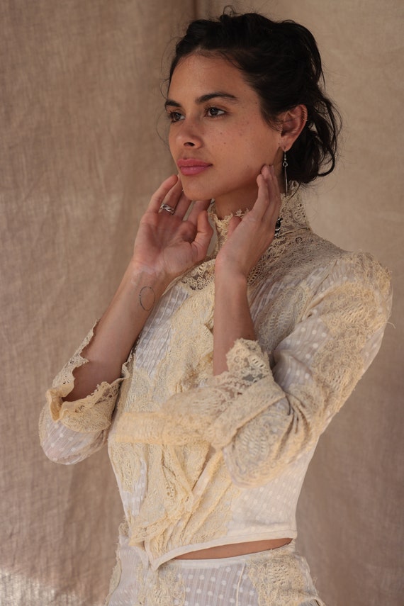 Antique 1900's Gorgeous Edwardian Lace Blouse & Skirt… - Gem