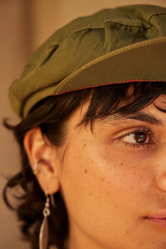Vintage Military Off Duty Olive Green Structured Cap - Gem