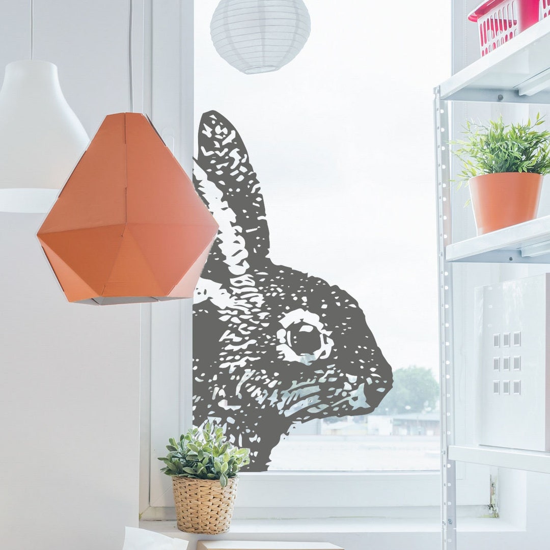 Rabbit Window Decal, Animal Cling, Removable, Kids, Nature Window Film ...