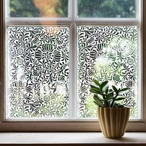 Sweet Leaf and Flower Window Film, Nature Film, Floral Window Film ...