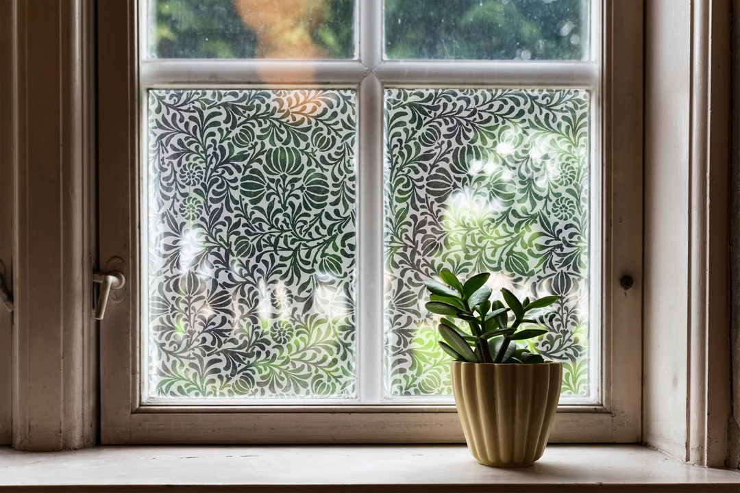 Sweet Leaf and Flower Window Film, Nature Film, Floral Window Film ...