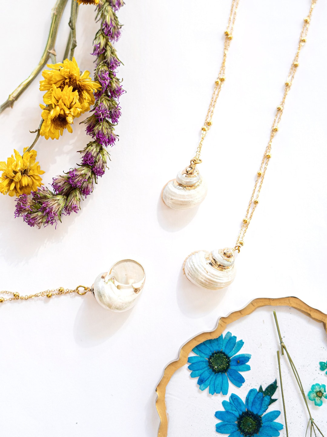 18k Gold Plated Real Seashell Necklace, Natural Shell Jewelry, Hawaiian ...