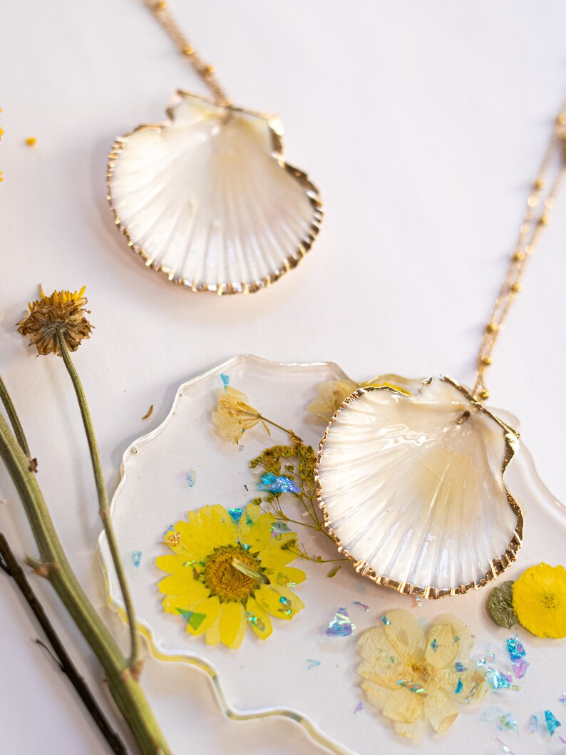 Large 18k Gold Plated Real Seashell Necklace Natural Shell - Etsy