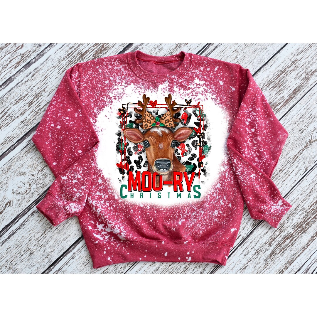 Moory Christmas Bleached Sweatshirt Fall Sweatshirt Bleached Crewneck ...
